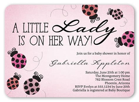 Pink Lady Bug Invitations