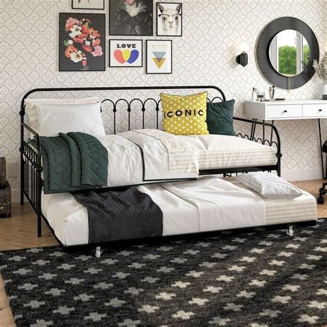 Novogratz Bright Pop Metal Daybed With Roll Out Trundle Chic Stylish