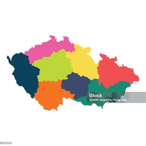 Vetores De Mapa Da Chéquia Mapa Da República Checa Nas Principais Regiões E Mais Imagens De