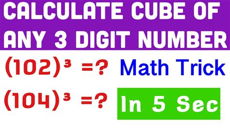 3 Digit Cube Trick Cube Of Any Three Digit Number In Seconds Vedic Maths Youtube