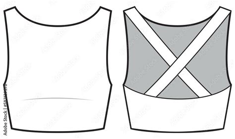Womens Reversible Crop Top Flat Sketch Vector Illustration Technical