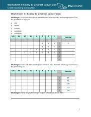 UCom Worksheet 3 Binary To Decimal Conversion Docx Worksheet 3 Binary To Decimal Conversion