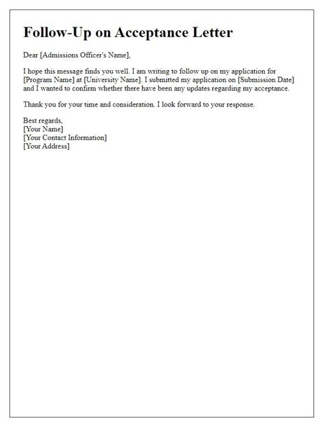 Letter Template For Admission Decision Follow Up Free Samples In Pdf Letterin
