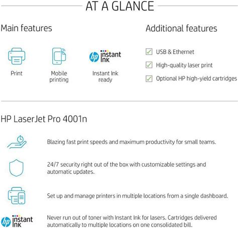 Hp Laserjet Pro 4001n Black And White Laser Printer With 3 Months Of