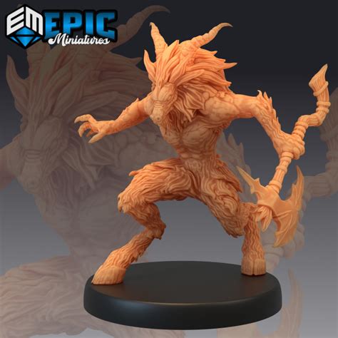 3d Printable Satyr Set Pan Warrior Forest Guardian Axe Deer Encounter By Epic Miniatures