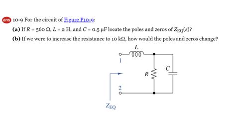 Solved 10 9 For The Circuit Of Figure P10 9 A If