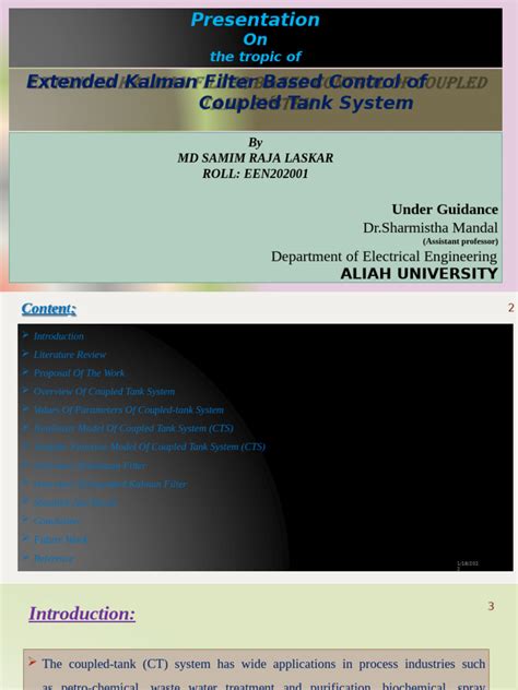 Extended Kalman Filter Based Control Of Coupled Tank System Pdf