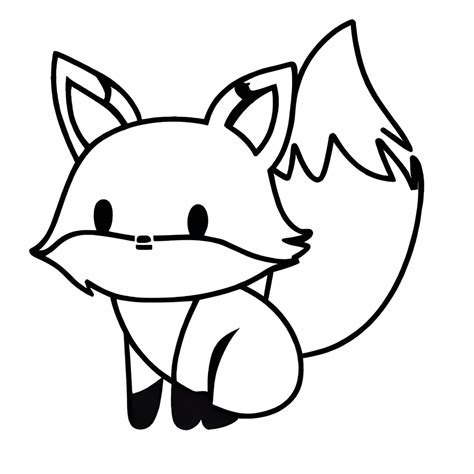 Kawaii Chibi Fox Coloring Page · Creative Fabrica