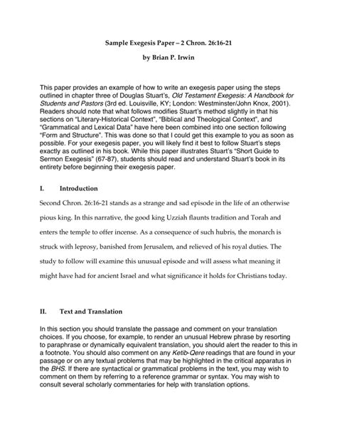 Sample Exegesis Paper