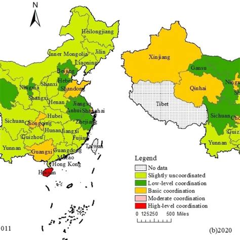 Spatial Pattern Of Coupling Coordination Level In 30 Provinces In 2011