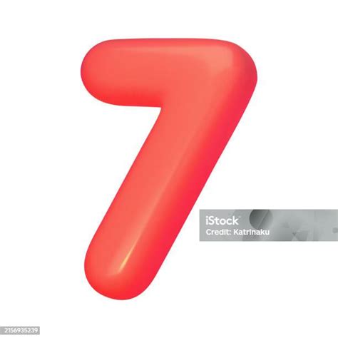 번호 7 3d 스타일의 빨간색 숫자 7 만화 풍선 스타일의 사실적인 디자인 흰색 배경에 고립된 요소 벡터 일러스트 레이 션 0명에 대한 스톡 벡터 아트 및 기타 이미지