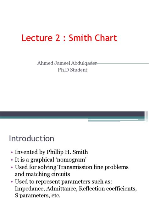 Smith Chart Guide For Impedance Reflection Coefficient And Transmission Line Problems Pdf
