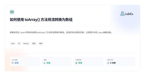 如何使用 Toarray 方法将流转换为数组 Labex
