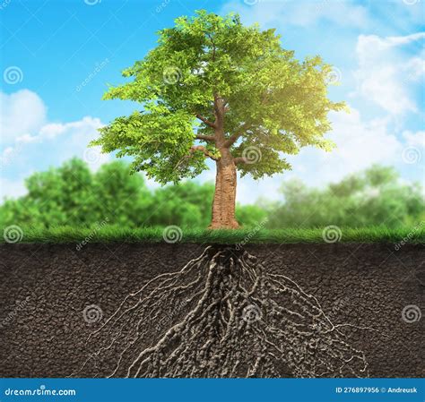 Tree With Roots In Soil Soil Cross D Illustration Stock Illustration Illustration Of