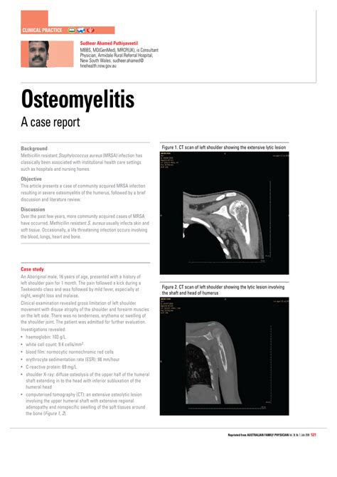 Pdf Osteomyelitis A Case Report