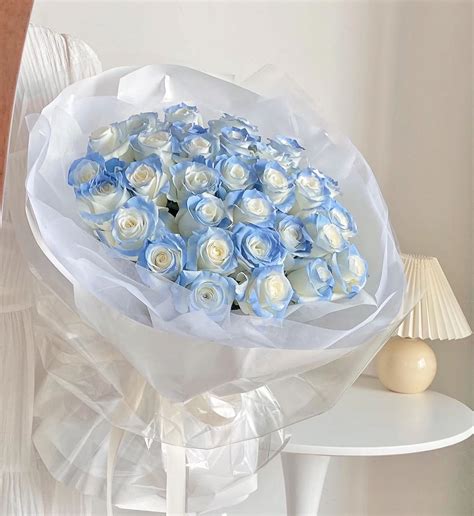 Sky Blue Rose Flower Fresh Flower Bouquet Sky Blue Roses 911
