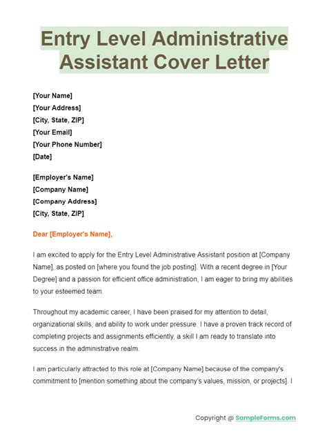 Cover Letter Examples Administrative Assistant Executive Assistant
