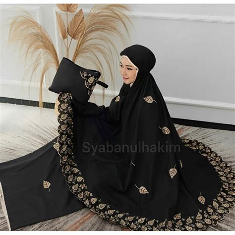 Jual Mukena Dewasa Khadijah Bordir Motif Daun Super Jumbo Shopee