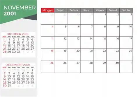 2001 Calendar Vector File Theme 8