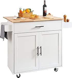 Vevor Kitchen Island Cart With Solid Wood Top 354 Width