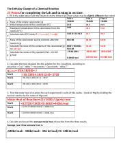 LAB The Enthalpy Change Of A Chemical Reaction Notes Help Docx The Enthalpy Change Of A