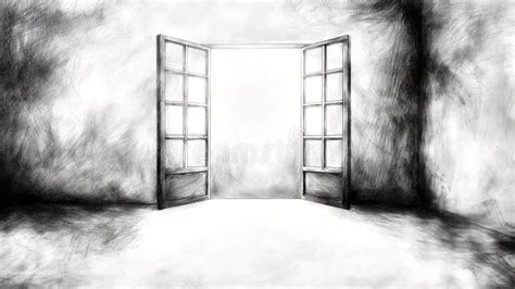 Open Door Pencil Drawing