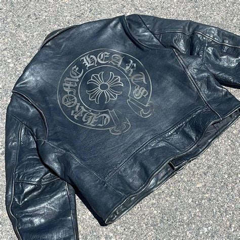 Custom Chrome Hearts Leather Jacket Black Mens Depop