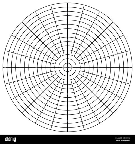 Polar Coordinate Circular Grid Isolated On White Background 360
