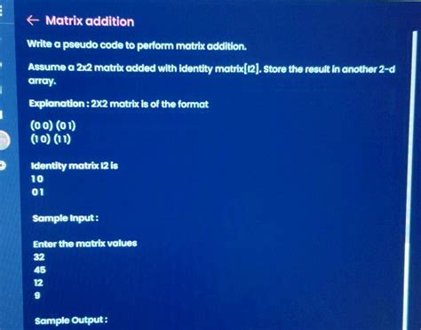 Matrix Addlition Write A Pseudo Code To Studyx