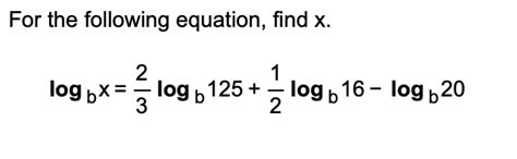 Solved For The Following Equation Find X Chegg Com