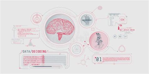 Brain Research Futuristic Interface Screen With Data Decoding Stock Vector Illustration Of