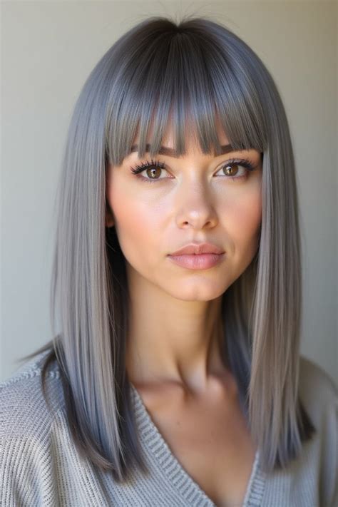 23 Grey Hairs With Bangs Hairstyle Ideas 2025 Fashion Trend Hacks