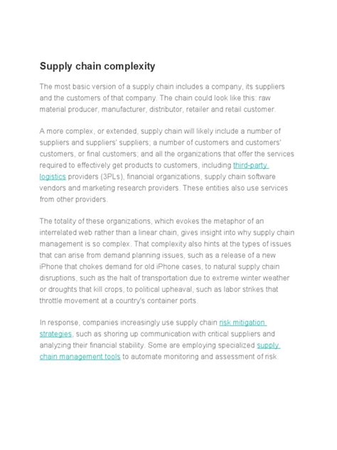 Supply Chain Complexity Pdf
