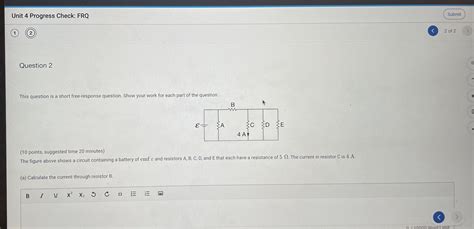 Solved Unit 4 Progress Check: FRQ\\nSubmit\\n(1) (2)\\n2 of | Chegg.com