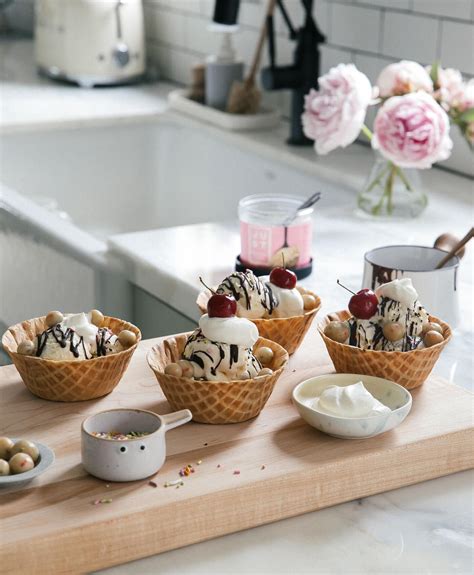 No Churn Cookie Dough Ice Cream Sundaes