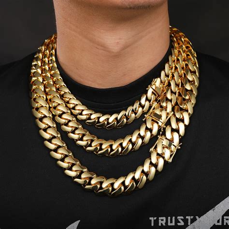 Cubana Heavy 20mm Gold Plated Cuban Link Chain For Men