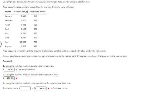 Solved Using High Low To Calculate Fixed Cost Calculate The