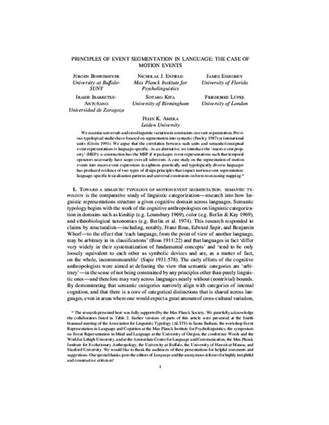 Pdf Principles Of Event Segmentation In Language The Case Of Motion