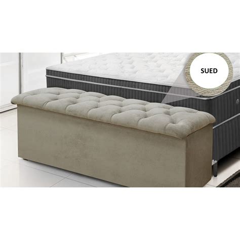 Recamier Baú Pé De Cama Sued Preto Master Box