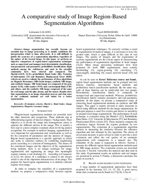 Pdf A Comparative Study Of Image Region Based Segmentation Algorithms