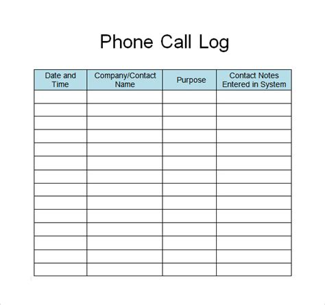 Printable Call Log Template Great Professionally Designed Templates