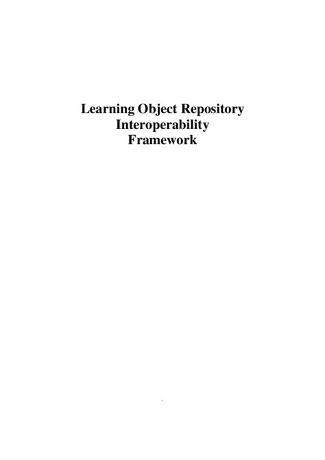 Pdf Learning Object Repositories Interoperability Framework David Massart