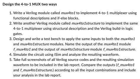 Solved Design The 4 To 1 ﻿mux Two Wayswrite A Verilog Module