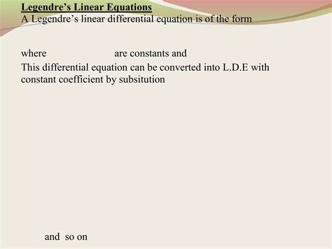 Linear Differential Equation With Constant Coefficient Ppt