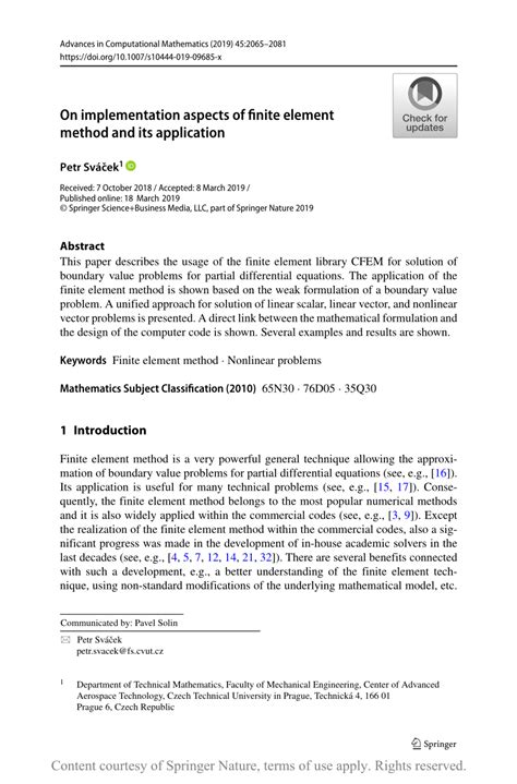 On Implementation Aspects Of Finite Element Method And Its Application Request Pdf