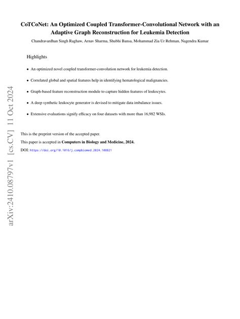 Pdf Cotconet An Optimized Coupled Transformer Convolutional Network With An Adaptive Graph