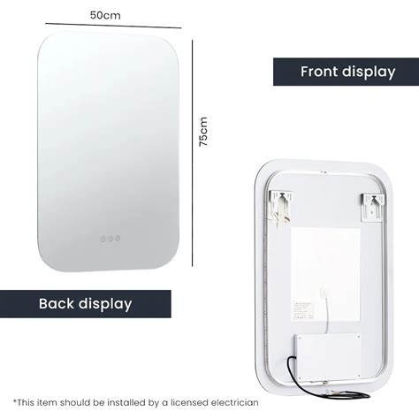 Frameless Rectangular Vertical Led Wall Mirror Round Corners Bathrooms