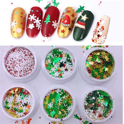 크리스마스 색종이 반짝이 믹스 6 가지 스타일 6 박스세트 레드 그린 솔벤트 내성 네일 아트 페스티벌 페이스 헤어 글리터 공예네일 글리터 Aliexpress