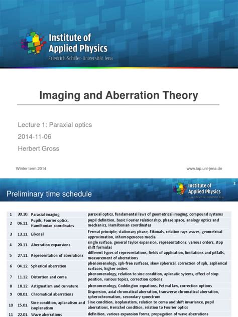 Iat14 Imaging And Aberration Theory Lecture 1 Paraxial Optics Pdf Lens Optics Camera Lens