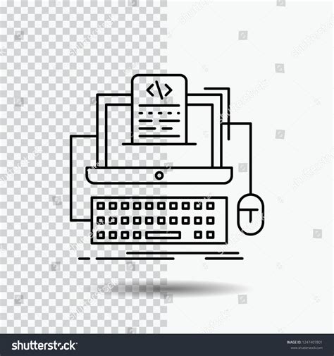 code coding computer monoblock screen line stock vector royalty free
